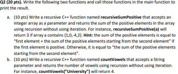 Solved Q2 One Cpp File That Contains Two Functions And 2319