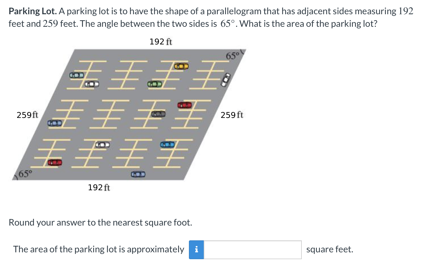 Solved Parking Lot. A parking lot is to have the shape of a | Chegg.com
