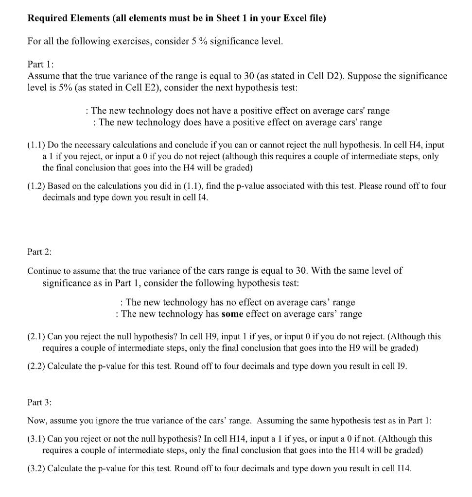 Solved Required Elements (all elements must be in Sheet 1 in | Chegg.com