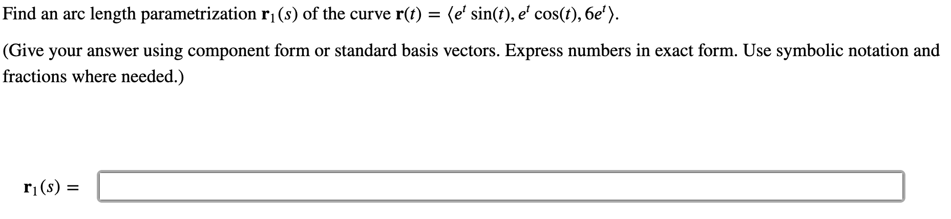 Solved Find an arc length parametrization 𝐫1(𝑠)r1(s) of | Chegg.com