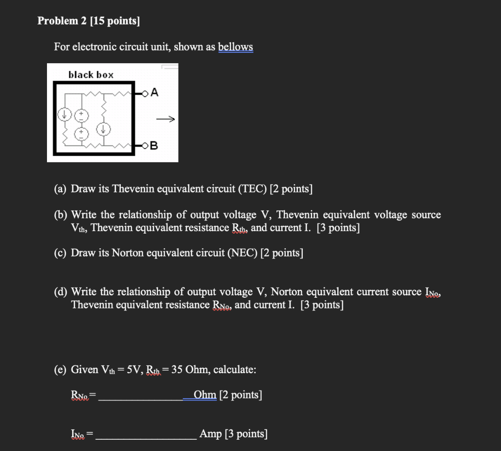 Solved For electronic circuit unit, shown as bellows (a) | Chegg.com