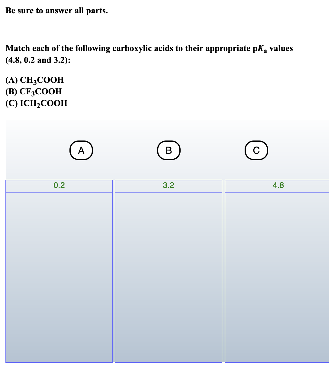 Solved Match the following structures to the appropriate pKa | Chegg.com