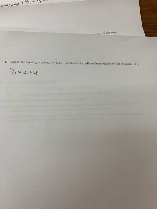 Solved Via The Following 1 Consider The Model Vi α Th