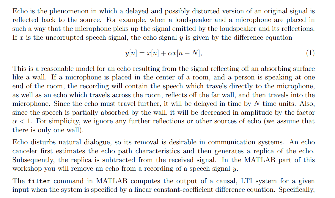Solved Echo is the phenomenon in which a delayed and | Chegg.com