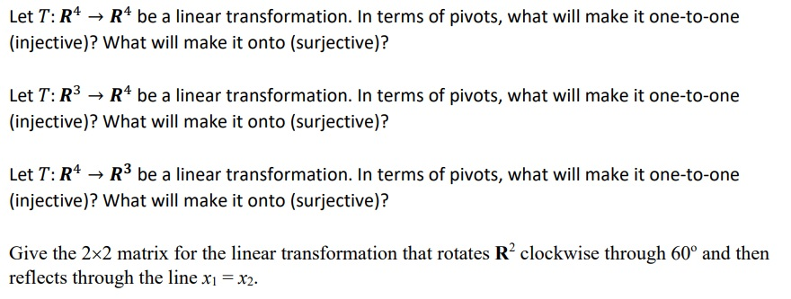 Solved Let T: R4 → R4 be a linear transformation. In terms | Chegg.com
