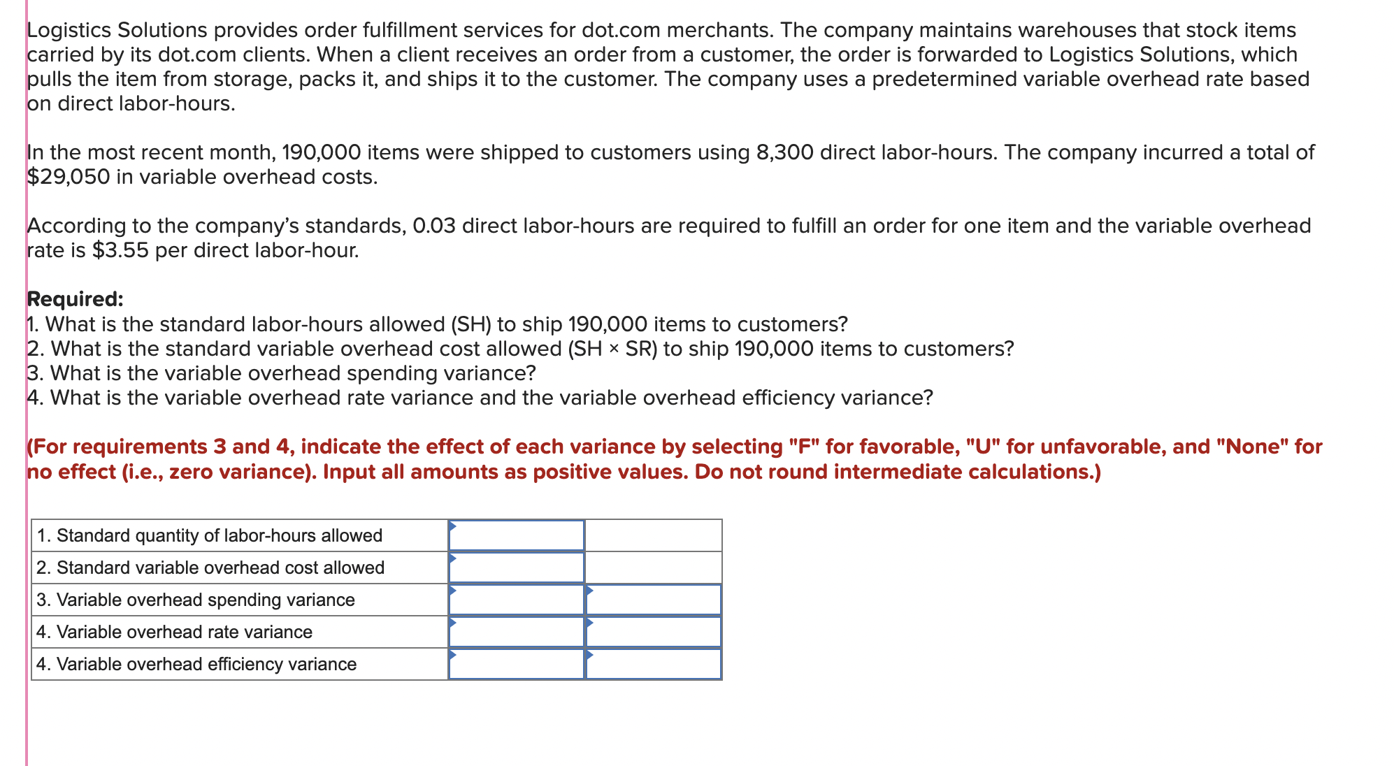 Solved Logistics Solutions provides order fulfillment | Chegg.com