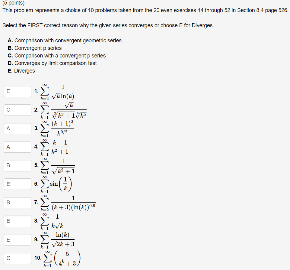 Solved (5 points) This problem represents a choice of 10 | Chegg.com