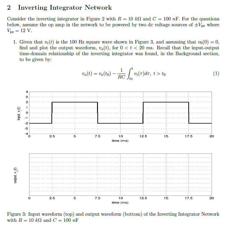 Solved 2 Inverting Integrator Network Consider the inverting | Chegg.com