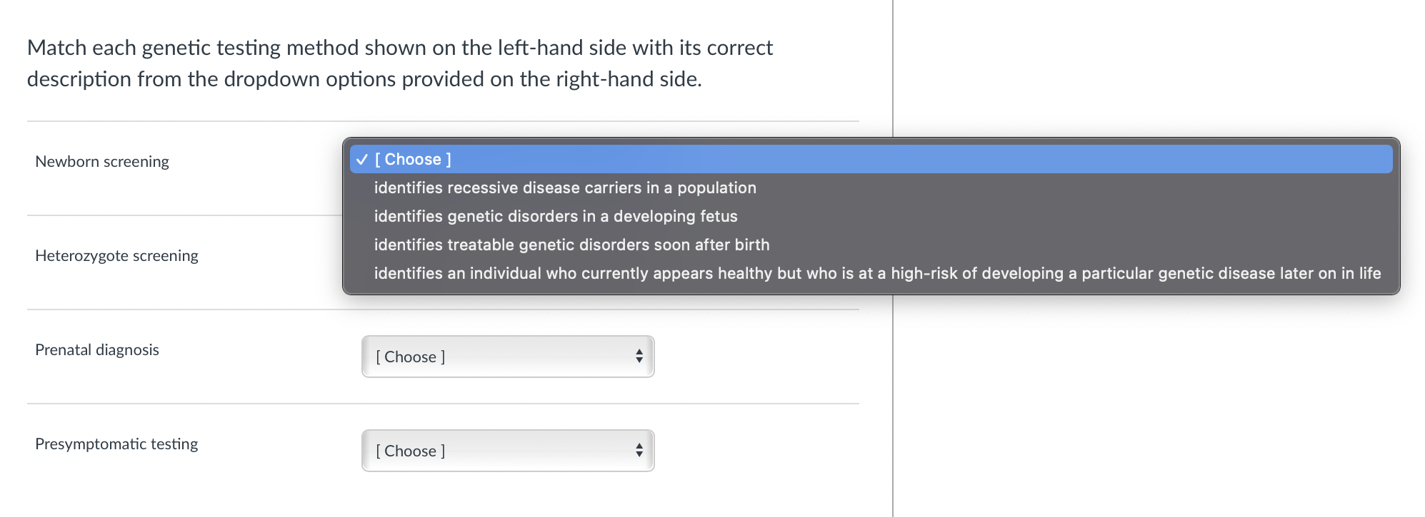 Solved Match each genetic testing method shown on the | Chegg.com