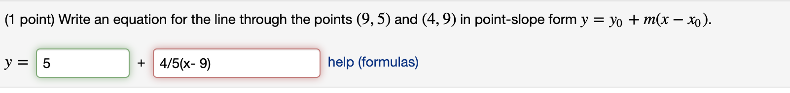 Solved ( 1 ﻿point) ﻿Write an equation for the line through | Chegg.com