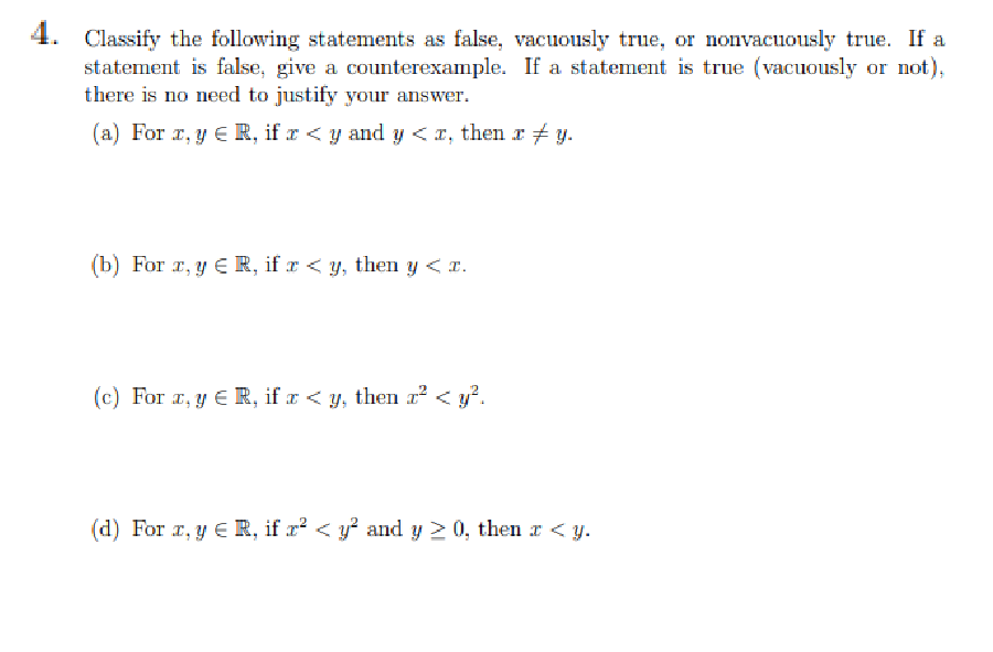 Solved 4. Classify the following statements as false, | Chegg.com