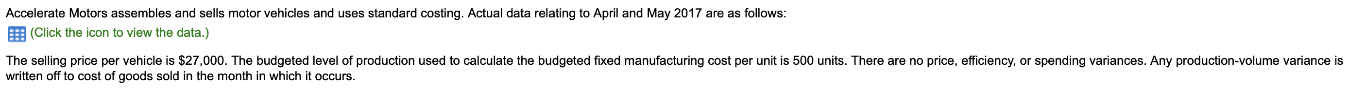 Solved Accelerate Motors assembles and sells motor vehicles | Chegg.com