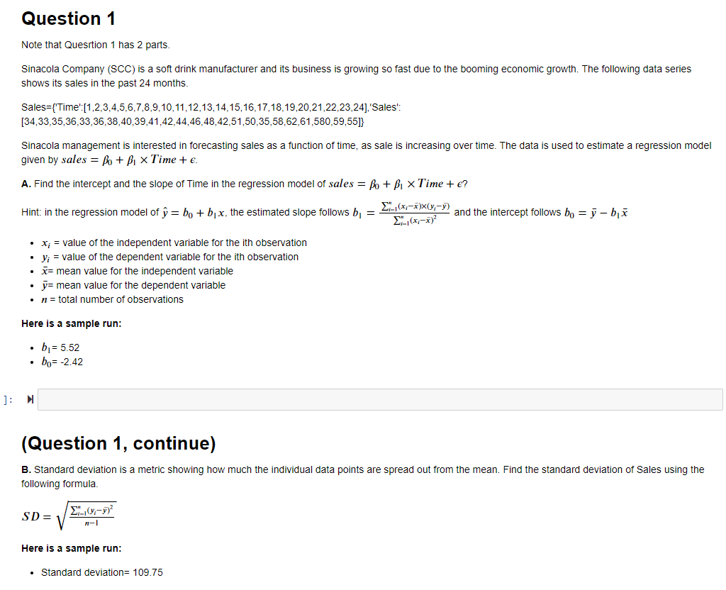 Solved Note that Quesition 1 has 2 parts. Sinacola Company | Chegg.com