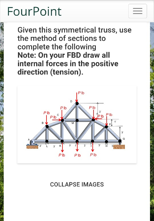 Solved Four Point Given this symmetrical truss, use the | Chegg.com