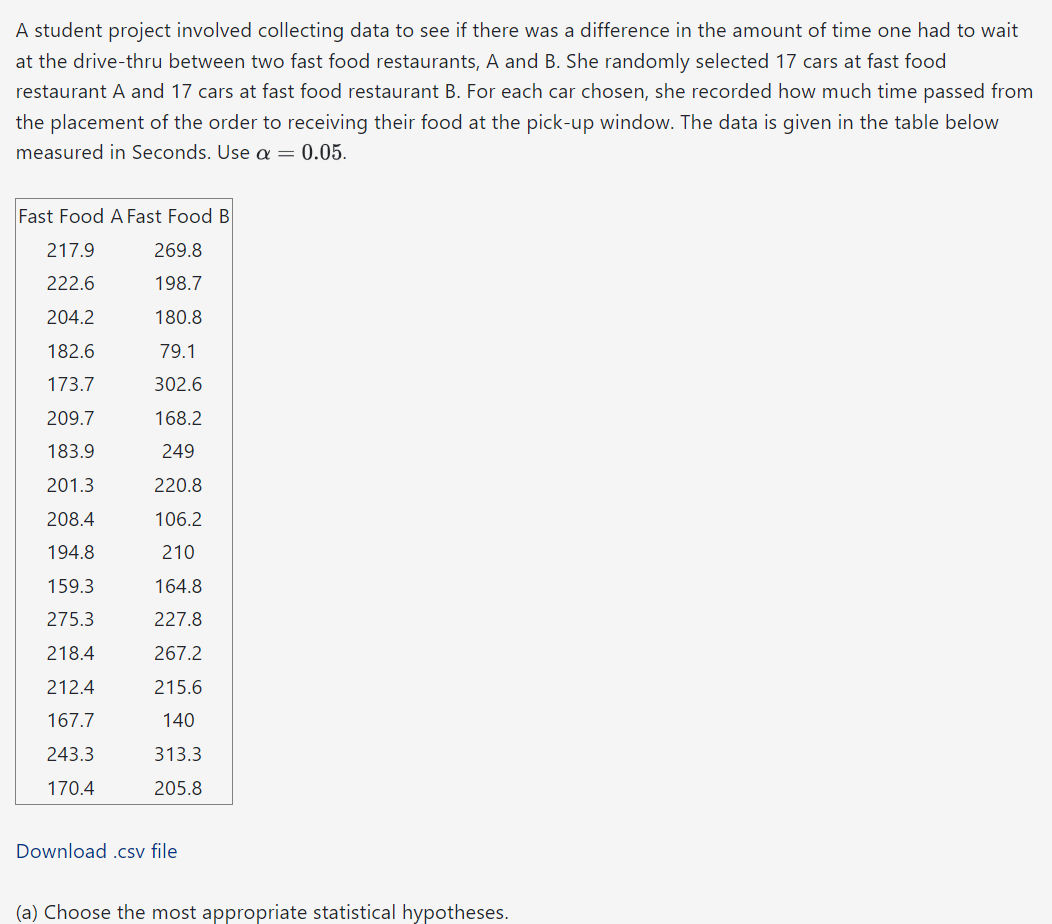 Solved A student project involved collecting data to see if | Chegg.com