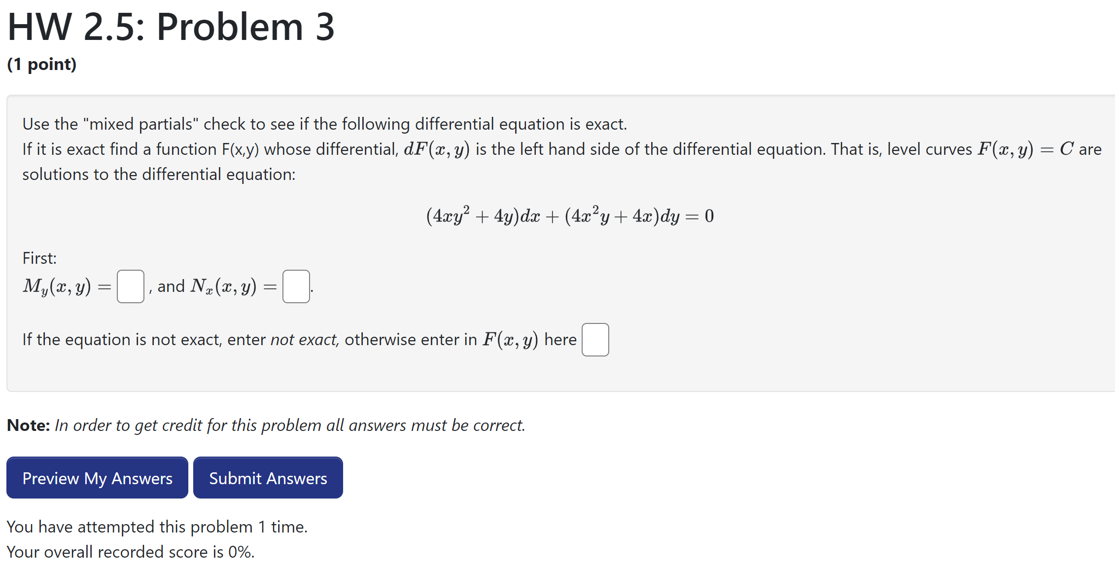 Solved Use the "mixed partials" check to see if the | Chegg.com