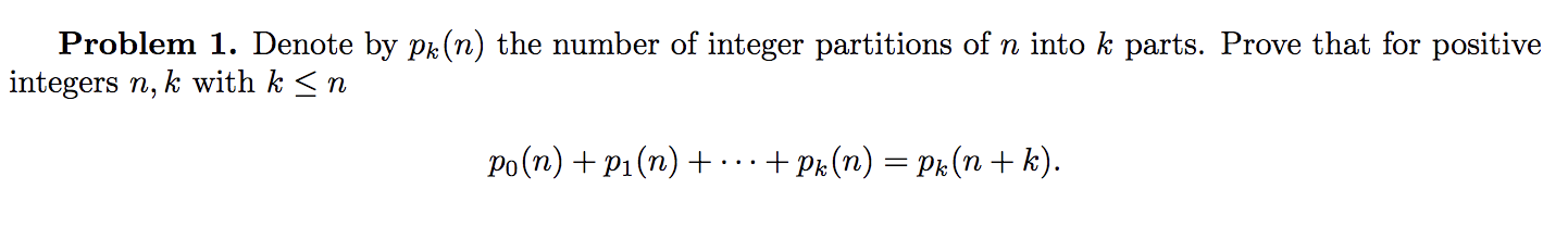 Solved Problem 1. Denote by pk (n) the number of integer | Chegg.com