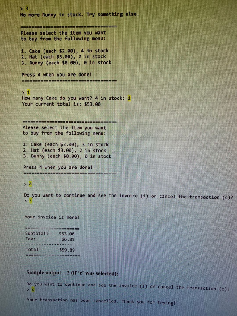 Solved Problem 2 (Using the menu and printing an invoice) | Chegg.com