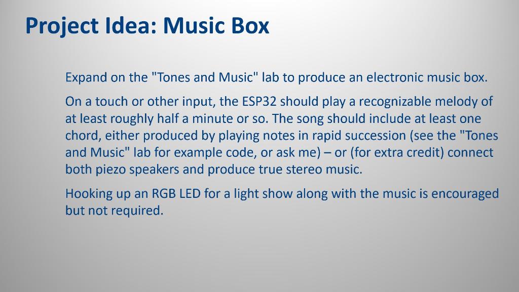 Project Idea: Music Box Expand on the "Tones and | Chegg.com