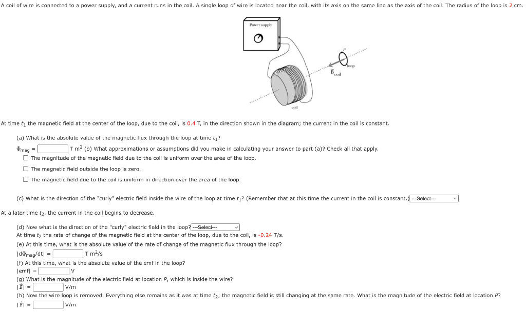 Solved at time t1 the magnetic field at the center of the | Chegg.com