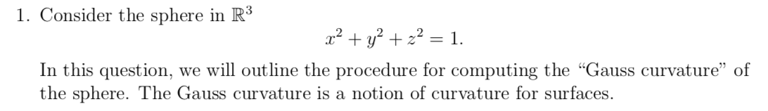 1. Consider the sphere in R3 x2 + y² + x2 = 1. In | Chegg.com