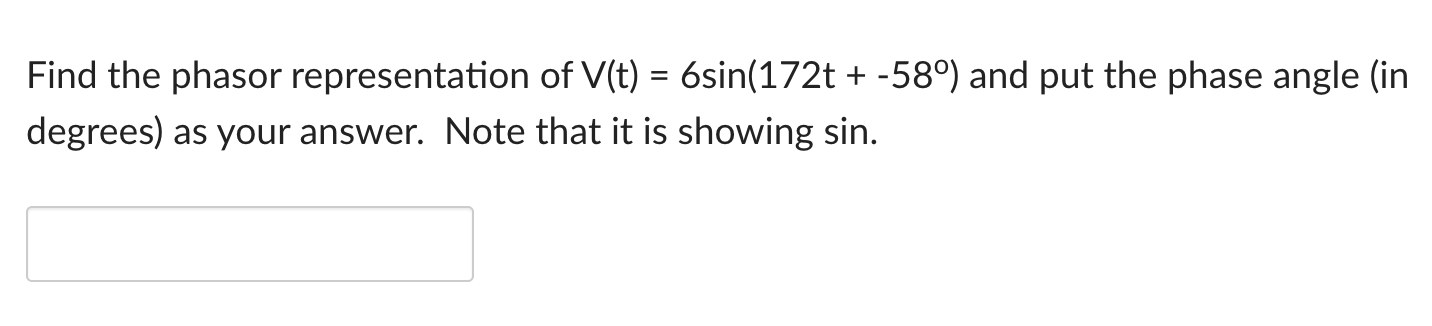 Solved Find the phasor representation of | Chegg.com