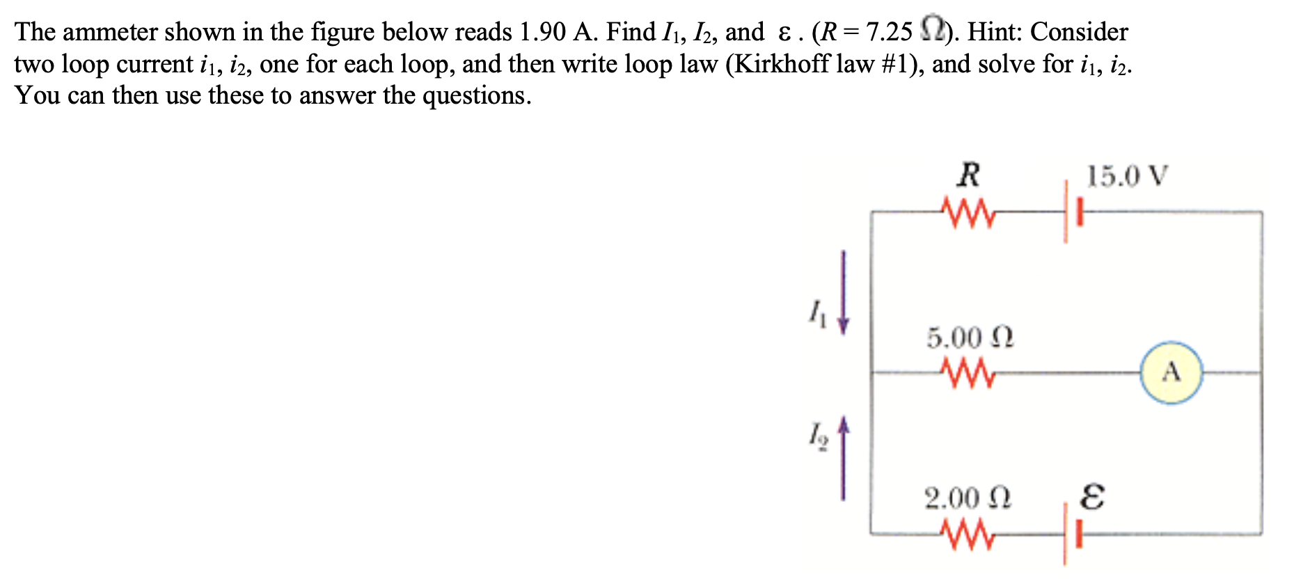 Solved The ammeter shown in the figure below reads 1.90 A. | Chegg.com