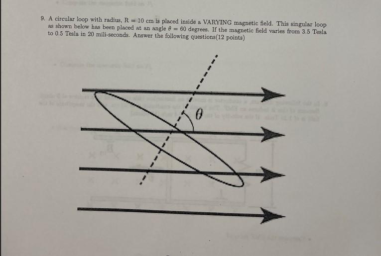 Solved 9. A circular loop with radius, R=10 cm is placed | Chegg.com
