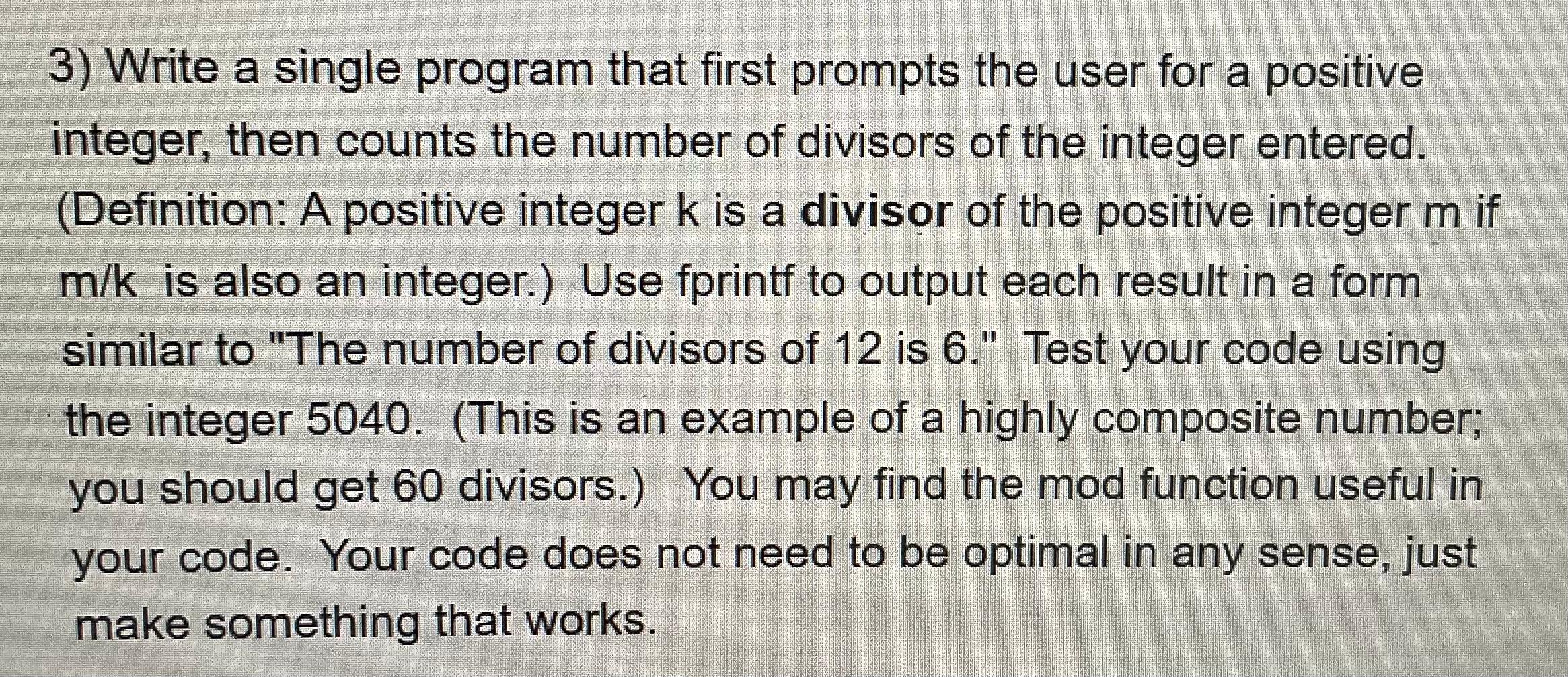 Solved 3) Write a single program that first prompts the user | Chegg.com