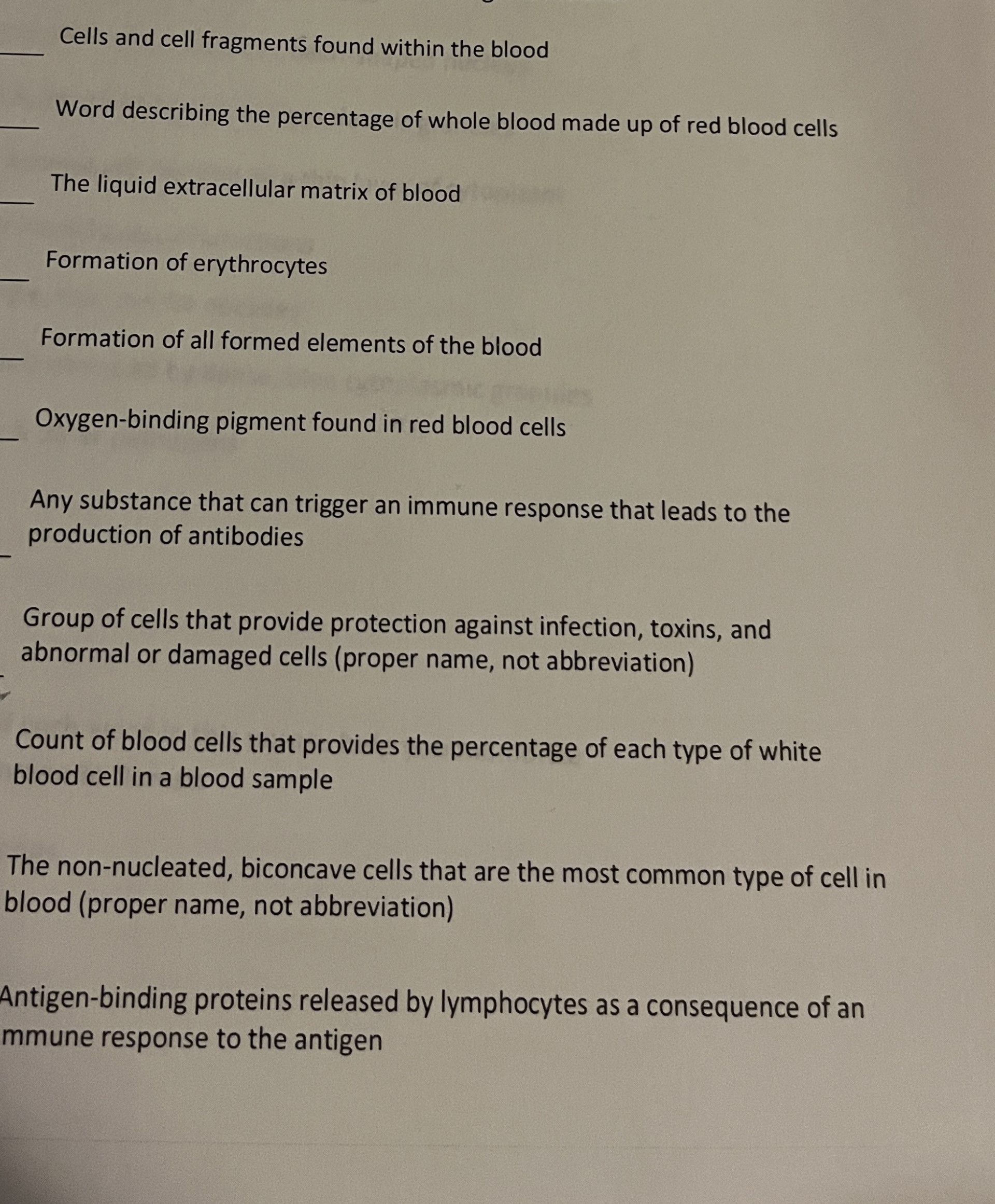 Solved Cells and cell fragments found within the bloodWord | Chegg.com