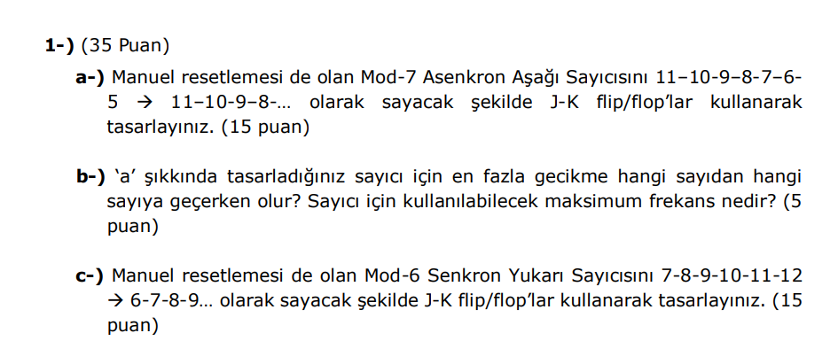 1-) (35 Points) a-) Mod-7 Asynchronous Down Counter | Chegg.com