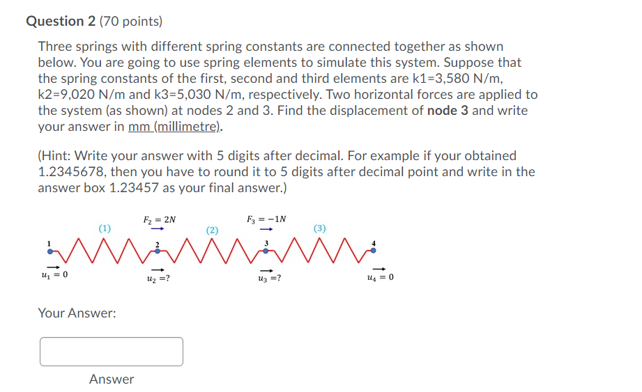 Solved Question 2 (70 points) Three springs with different | Chegg.com