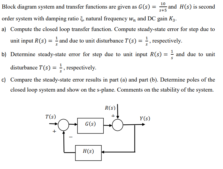 Solved 10 S+5 Block diagram system and transfer functions | Chegg.com