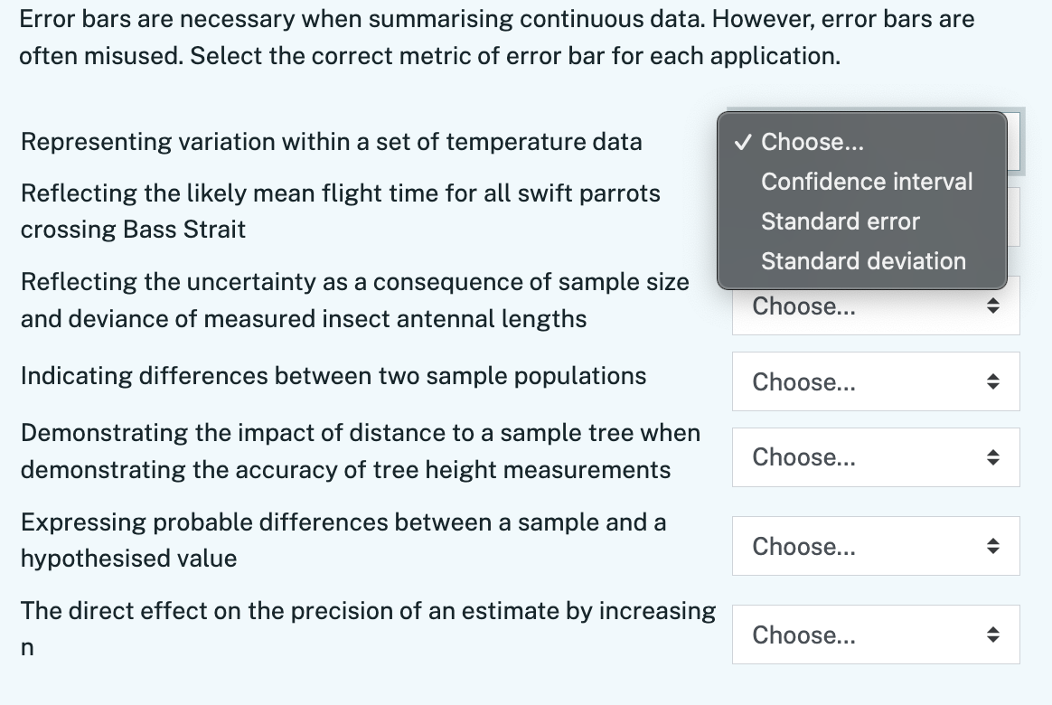Solved Error bars are necessary when summarising continuous | Chegg.com