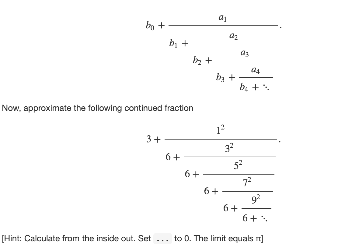 1. Calculate the following continued fraction, which | Chegg.com