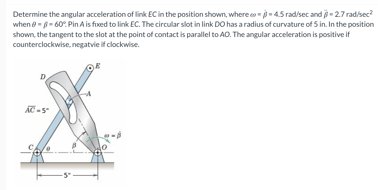 Solved Determine the angular acceleration of link EC ﻿in the | Chegg.com