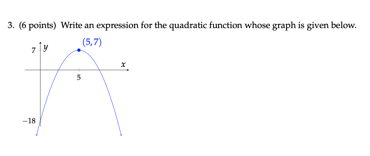 Solved (6 ﻿points) ﻿Write an expression for the quadratic | Chegg.com