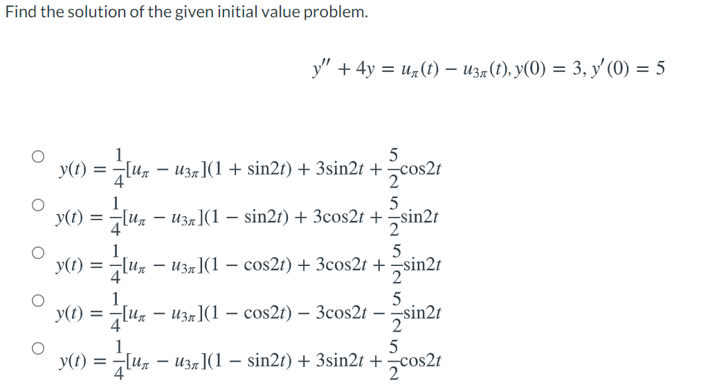 Solved Find the solution of the given initial value problem. | Chegg.com