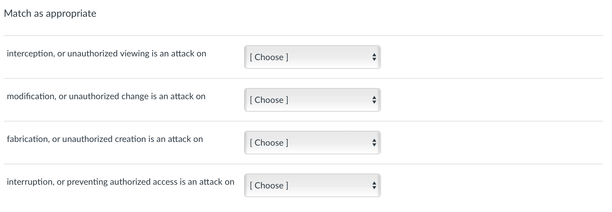 Solved Match as appropriate interception, or unauthorized | Chegg.com