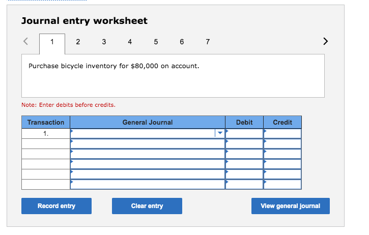 Solved Journal entry worksheet 456 Purchase bicycle | Chegg.com