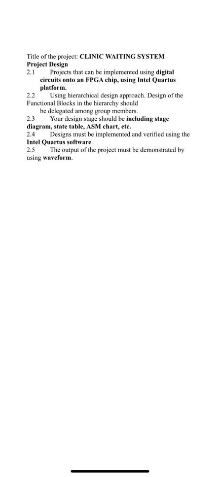 Solved Title of the project: CLINIC WAITING SYSTEM Project | Chegg.com