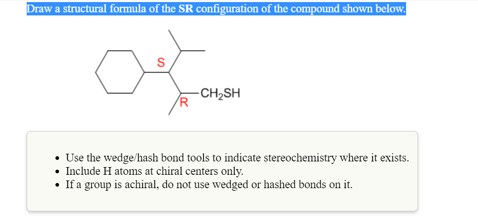 Solved Draw a structural formula of the S configuration of | Chegg.com