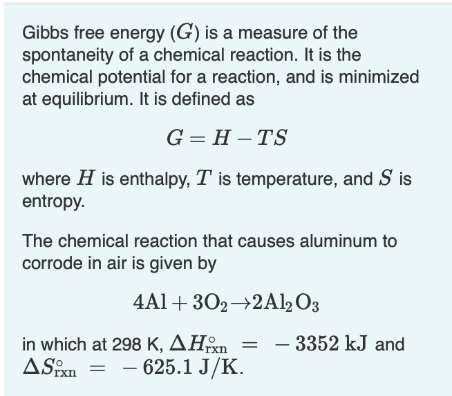 Solved Gibbs free energy (G) is a measure of the spontaneity | Chegg.com
