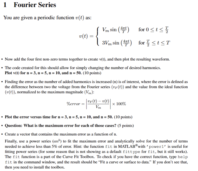 Solved 1 ﻿Fourier SeriesYou are given a periodic function | Chegg.com