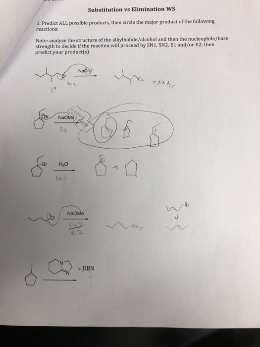 Solved Substitution vs Elimination WS 1. Predict ALL | Chegg.com