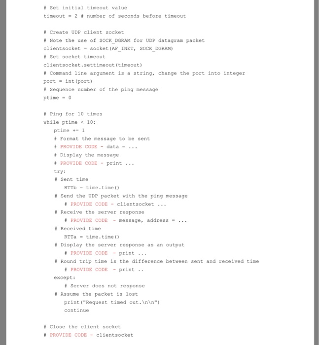 Solved UDP Pinger Lab In this lab, you will learn how to | Chegg.com