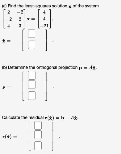 Solved (a) Find the least-squares solution x^ of the system | Chegg.com