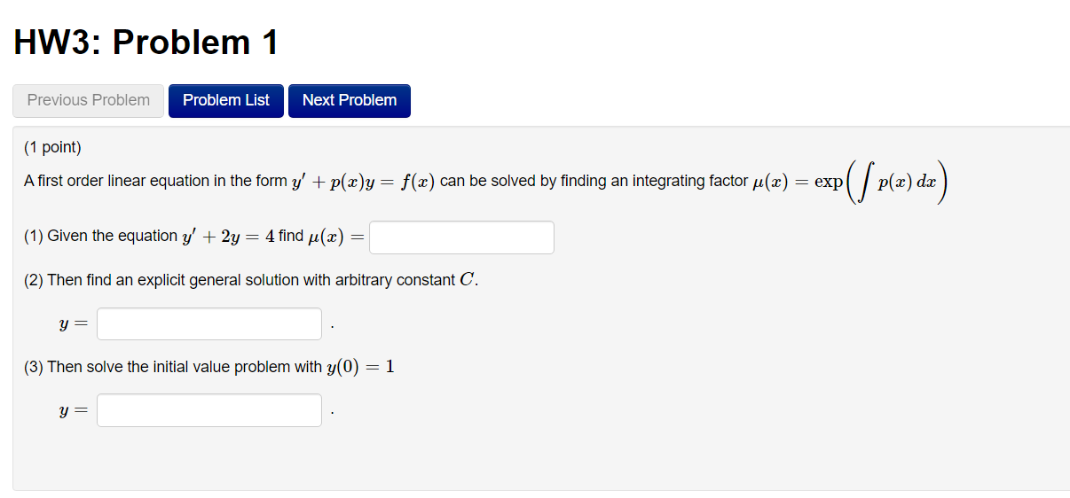 Solved HW3: Problem 1 Previous Problem Problem List Next | Chegg.com