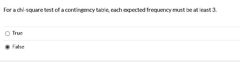 Solved For a chi-square test of a contingency table, each | Chegg.com