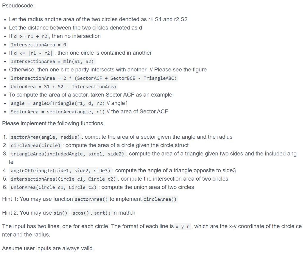 Solved Write a C program to compute the intersection and | Chegg.com